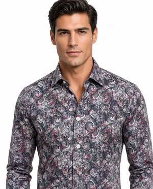 MASUTTO Brasillia Print Button-up Long Sleeve Shirt