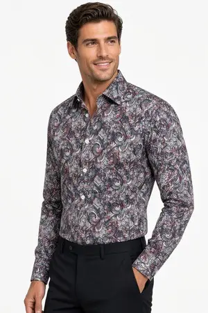 MASUTTO Brasillia Print Button-up Long Sleeve Shirt