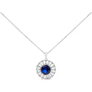 HAUS OF BRILLIANCE Sterling Lab Grown Sapphire And Diamond Medallion Pendant Necklace - Silver