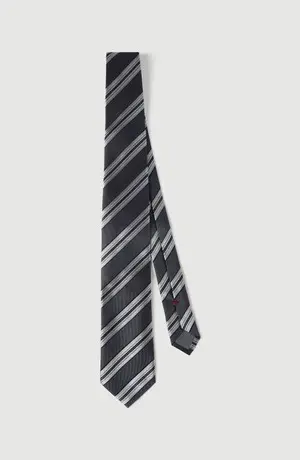 Brunello Cucinelli Textured Striped Silk Tie - Anthracite