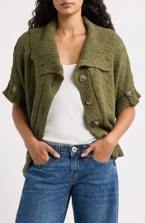 BDG URBAN OUTFITTERS Batwing Peacoat Cardigan - Khaki