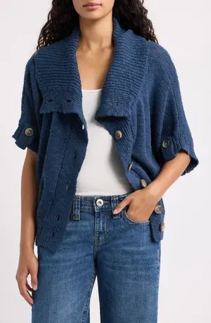 BDG URBAN OUTFITTERS Batwing Peacoat Cardigan - Navy