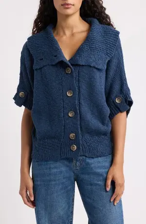 BDG URBAN OUTFITTERS Batwing Peacoat Cardigan - Navy