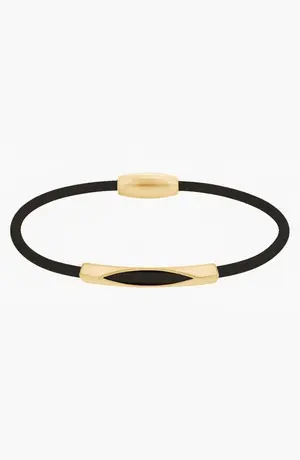 BEARFRUIT JEWELRY Leather Magnetic Bar Bracelet Modern Luxe Statement - Black