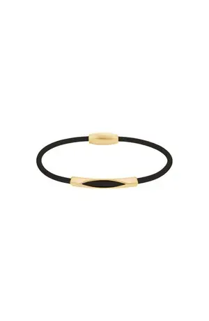 BEARFRUIT JEWELRY Leather Magnetic Bar Bracelet Modern Luxe Statement - Black