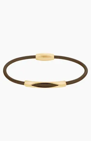 BEARFRUIT JEWELRY Leather Magnetic Bar Bracelet Modern Luxe Statement - Brown