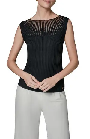 Donna Karan New York Ribbed Sleeveless Sweater - Black