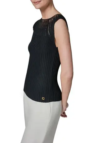 Donna Karan New York Ribbed Sleeveless Sweater - Black