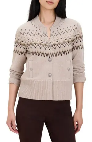 NIC+ZOE Fair Isle Knit Bomber Jacket