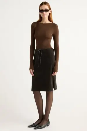 Modern Citizen Lana Tencel-wool Semi-sheer Tee - Espresso