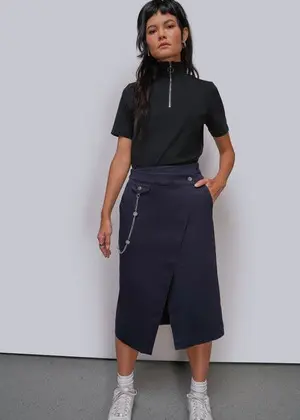 WILDFANG Essential Denim Utility Wrap Skirt