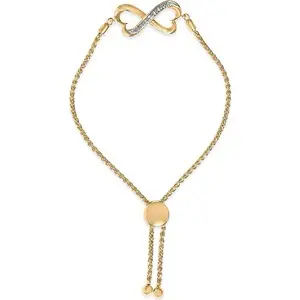 HAUS OF BRILLIANCE Gold Vermeil Diamond Accent Heart Infinity Bolo Bracelet - Silver