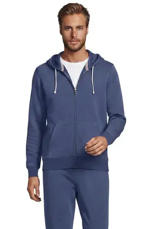 LANDS' END Long Sleeve Serious Sweats Full Zip Hoodie - Nightfall Blue