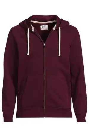 LANDS' END Long Sleeve Serious Sweats Full Zip Hoodie - Rich Burgundy