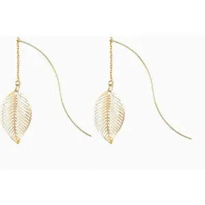 BEARFRUIT JEWELRY Abigail Earrings Dainty Leaf Drop Statement - Gold