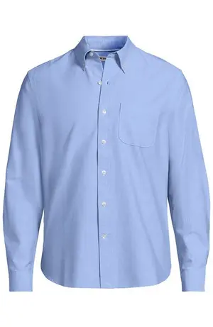 LANDS' END Long Sleeve Classic Fit Sail Rigger Oxford Shirt - Blue