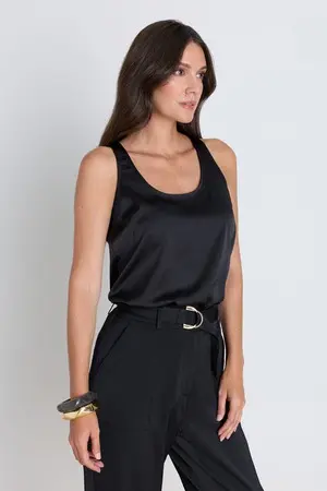 THE NOLI SHOP Kay Silk Top - Black