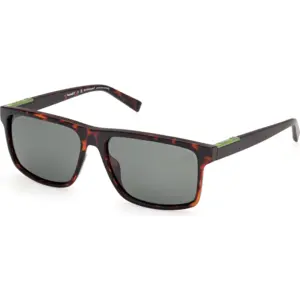 Timberland Classic Rectangular Polarized Sunglasses - Dark Havana/green