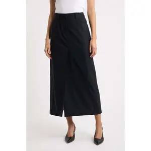 Theory Front Vent Wool Blend Maxi Skirt - Black