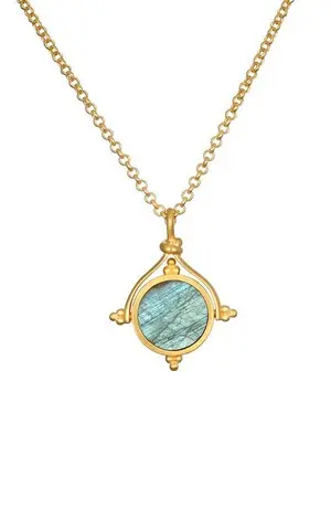 SATYA JEWELRY Path Of Awakening Labradorite Lotus Spinner Necklace