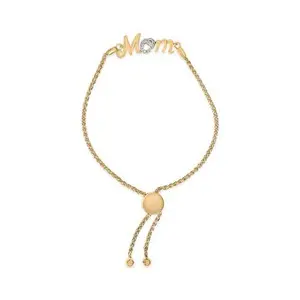HAUS OF BRILLIANCE Gold Vermeil Diamond Accent "mom" Lariat Bolo Bracelet - Silver