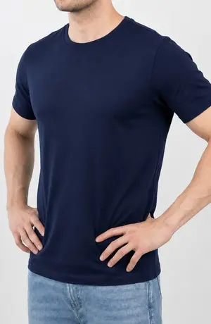 BRISK Pima Cotton Crew T-shirt Navy Blue