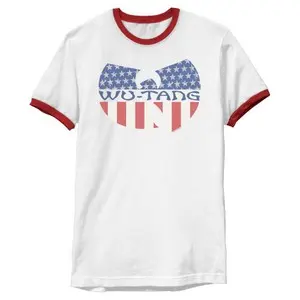 WU-TANG CLAN American Flag Group Logo Short Sleeve Ringer T-shirt - White/red