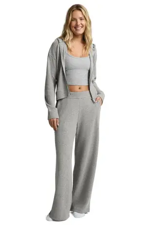 Beyond Yoga Rest Day Waffle Wide Leg Pants - Heather Gray