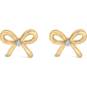 HAUS OF BRILLIANCE Gold Vermeil Diamond Accent Bow Earring - Silver