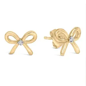 HAUS OF BRILLIANCE Gold Vermeil Diamond Accent Bow Earring