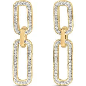 HAUS OF BRILLIANCE Gold Vermeil 1/10 Cttw Diamond Cttw Bold Paperclip Earring - Silver