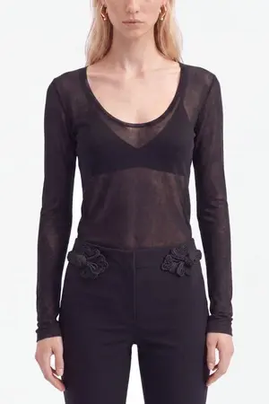 NOCTURNE Sheer Knit Top