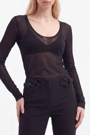 NOCTURNE Sheer Knit Top