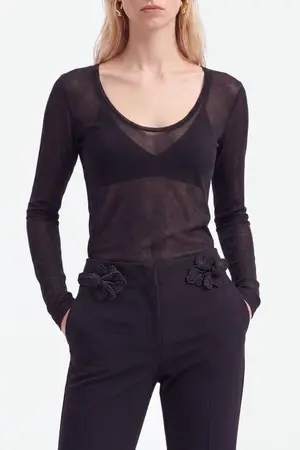 NOCTURNE Sheer Knit Top