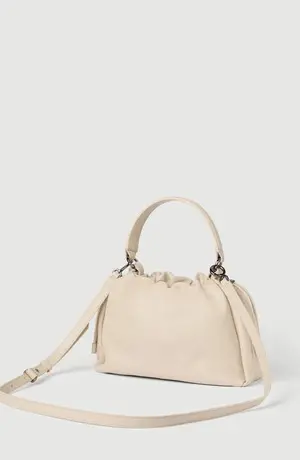 Brunello Cucinelli Mellow Small Bucket Bag In Soft Leather With Monili - Ivory