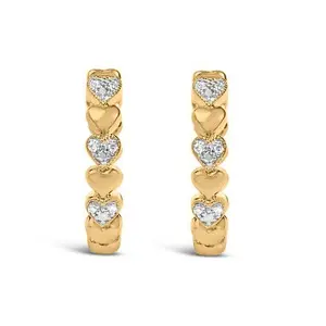 HAUS OF BRILLIANCE Gold Vermeil Diamond Accent Mini Heart Hoop Earring - Silver