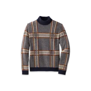 PAUL FREDRICK Wool Mockneck Sweater - Navy/brown