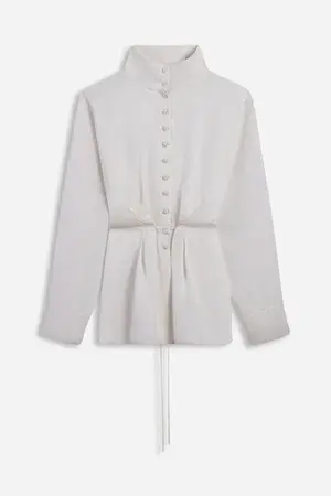 NOCTURNE Tie Detail Stand Collar Shirt Ivory