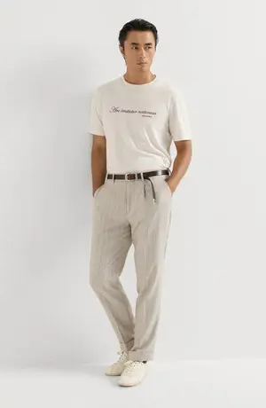 Brunello Cucinelli Striped Cashmere And Silk Diagonal Flannel Trousers With Pince