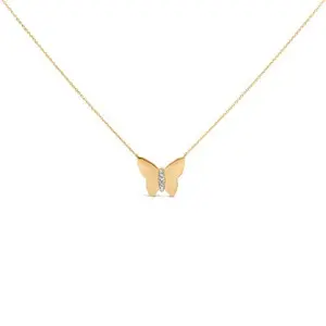 HAUS OF BRILLIANCE Gold Vermeil Diamond Accent Butterfly Pendant Necklace - Silver