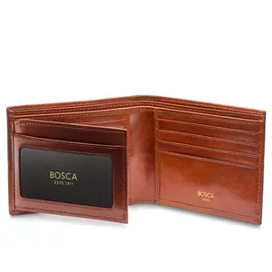 Bosca Id Flap Leather Wallet - Amber