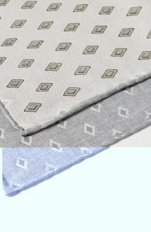 Brunello Cucinelli Silk Pocket Square With Diamond Pattern
