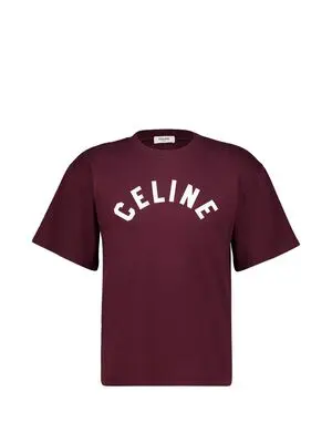 Celine Logo Cotton T-shirt - Multicolor