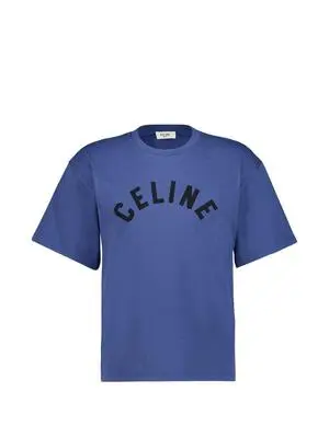 Celine Logo Cotton T-shirt - Multicolor