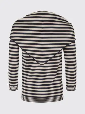 Max Mara Slim Fit Striped Wool Crewneck Jumper With Pussy-bow Neck - Gray