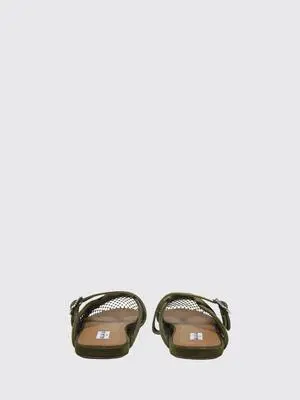 Alaïa Alaia Low-heeled Mules In Mesh Nylon And Suede With Strap