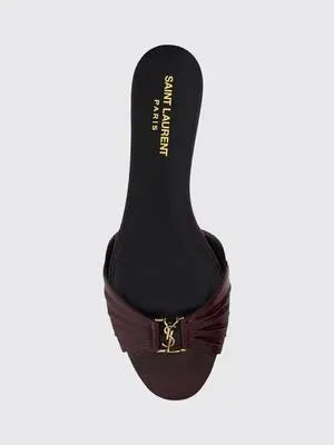 Saint Laurent Babylone Calfskin Leather Mules With Monogram