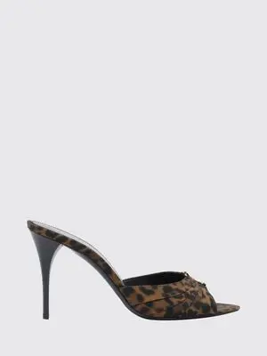 Saint Laurent Saint Laurent Women Babylone Animalier Satin High-Heel Mules Saint Laurent Cream