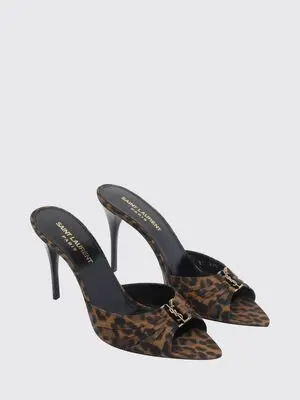 Saint Laurent Babylone Animalier Satin High-heel Mules - Cream