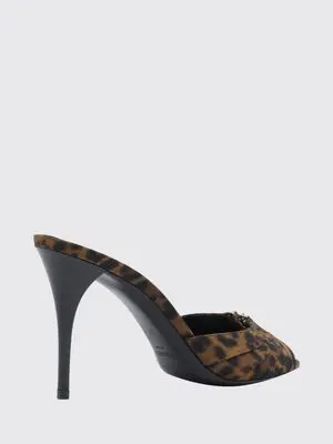 Saint Laurent Babylone Animalier Satin High-heel Mules - Cream